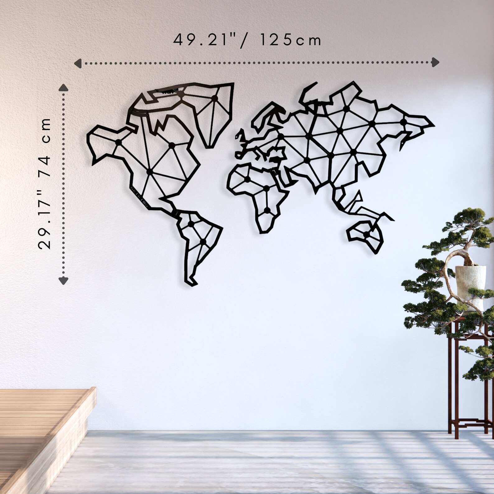 Metal World Map, 2D Black Maps Metal Wall Art, Best Gift for Travelers ...