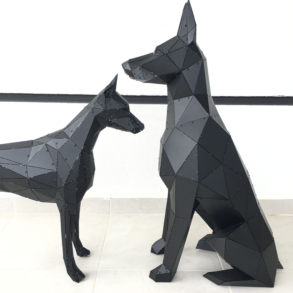3D Metal Sitting Doberman Sculpture, Metal Decor, Decorative Metal ...