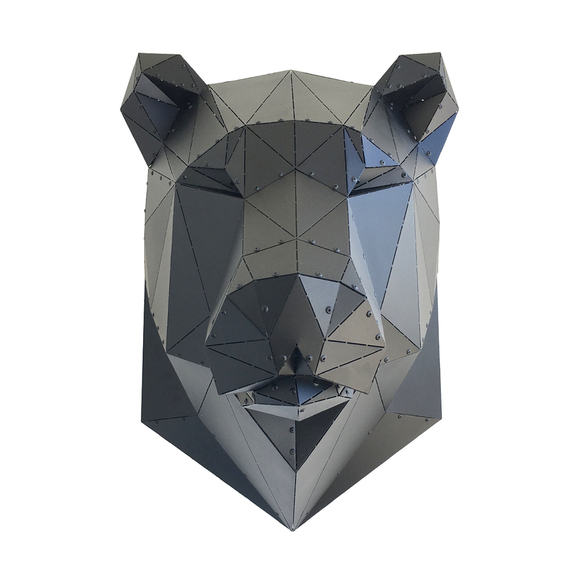 3D Bear Head Metal Wall Statue – Decorative Sculpture for Home, Office ...