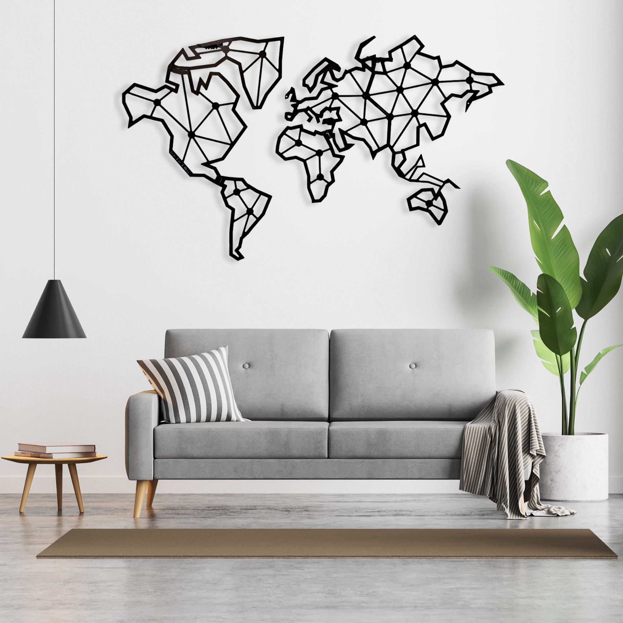 Metal World Map, 2D Black Maps Metal Wall Art, Best Gift for Travelers ...