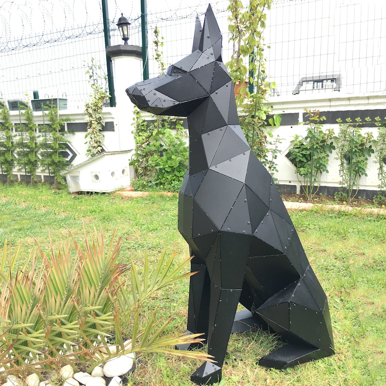3D Metal Sitting Doberman Sculpture – Decorative Dog Statue for Home ...