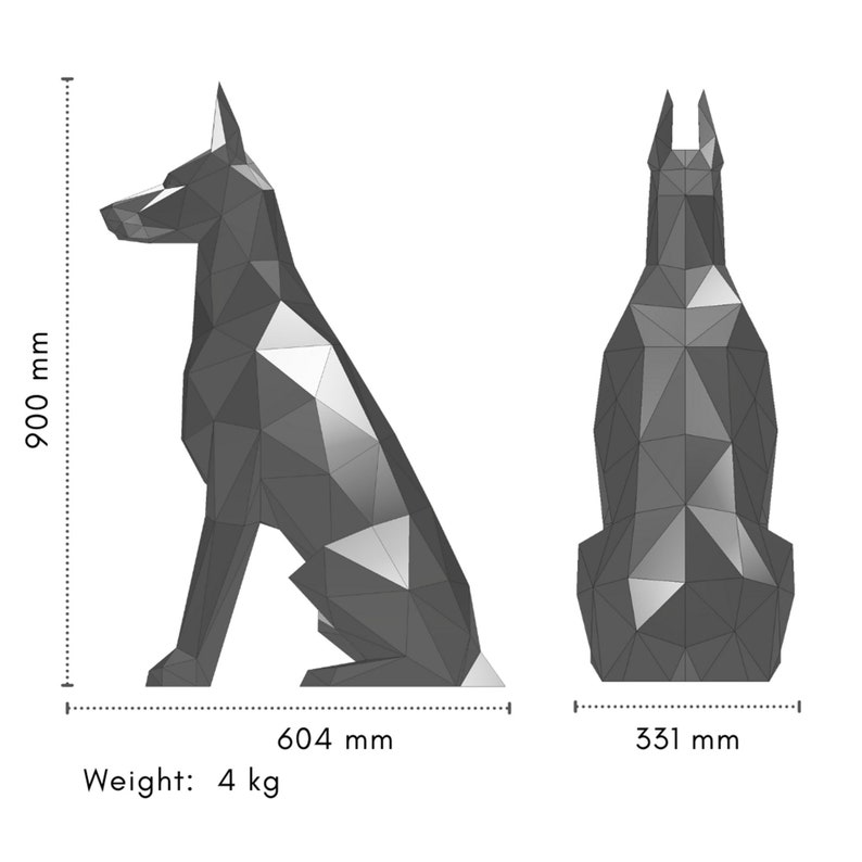 3D Metal Sitting Doberman Sculpture – Decorative Dog Statue for Home ...