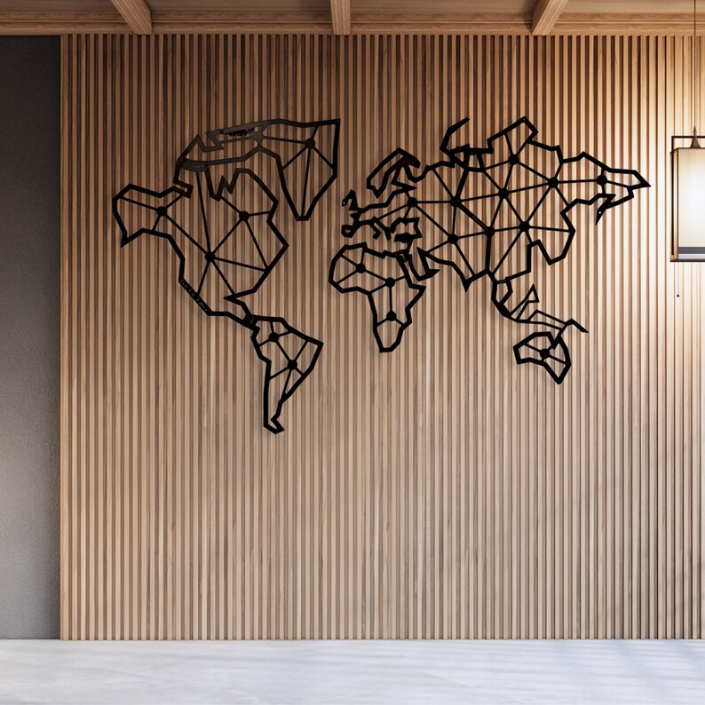 Metal World Map, 2D Black Maps Metal Wall Art, Best Gift for Travelers ...