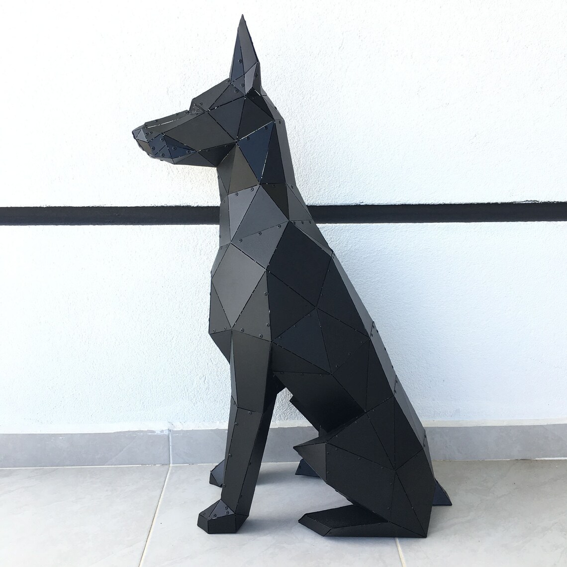 3D Metal Sitting Doberman Sculpture, Metal Decor, Decorative Metal ...