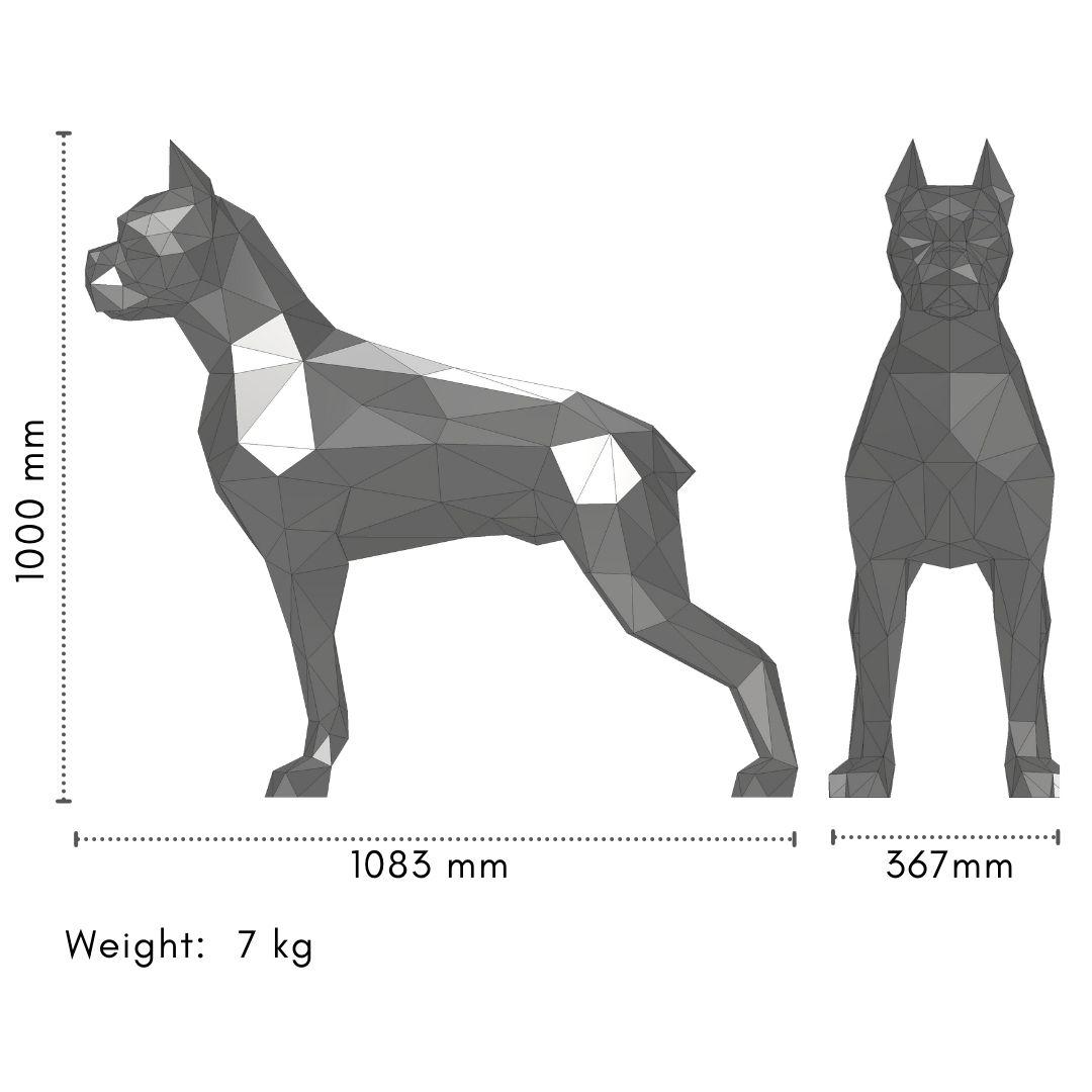 Boxer Dog Metal Sculpture – 3D Geometric Statue, Home & Office Decor ...