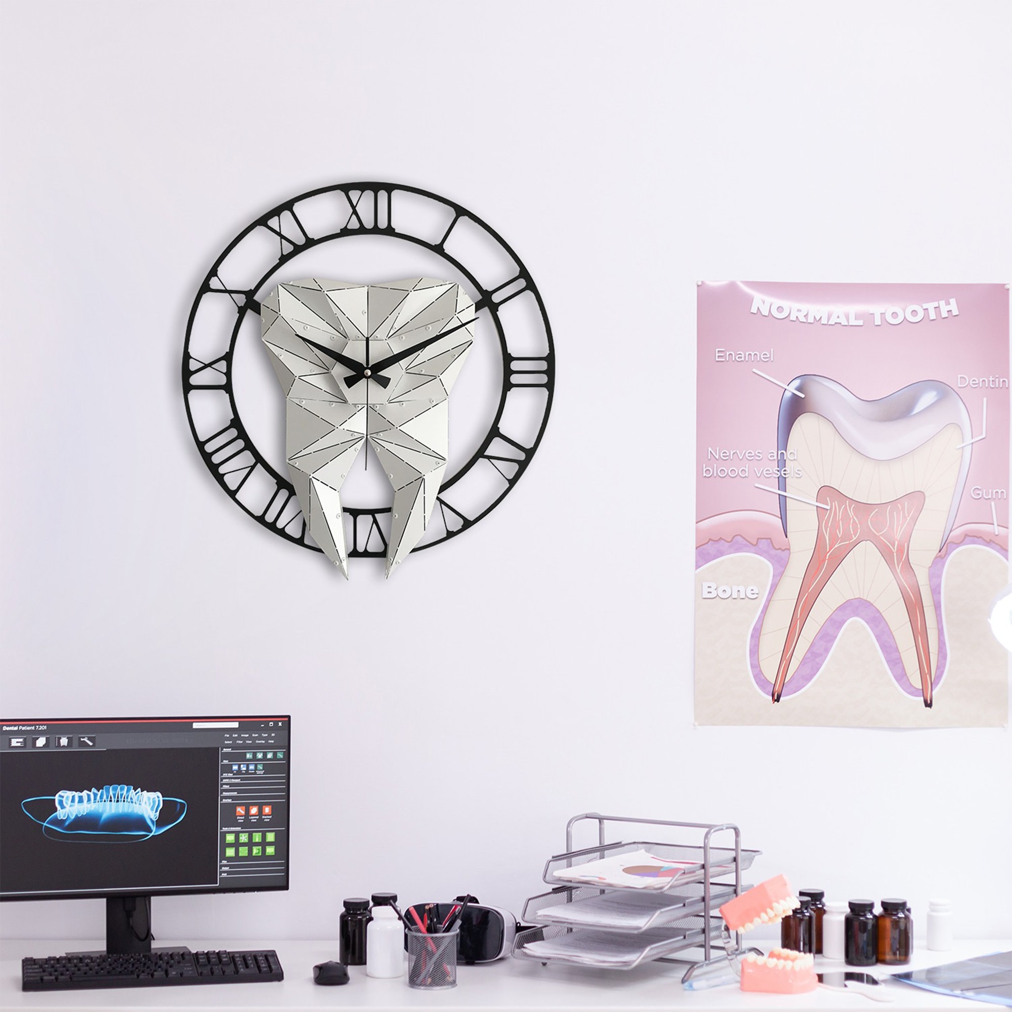 3D Dentist Metal Wall Clock, Dentist Office Decor, Dental Wall Art ...