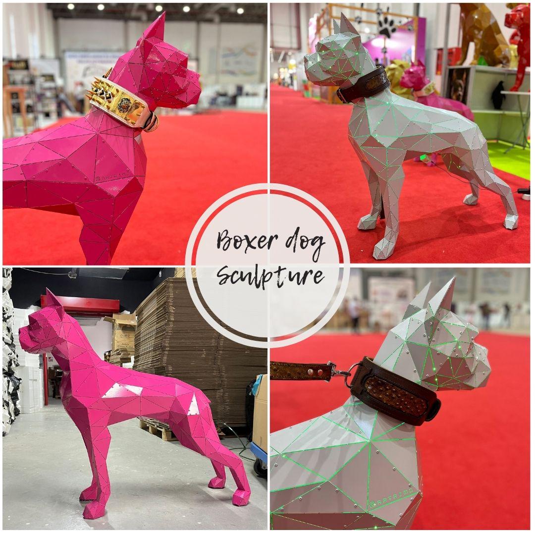 Boxer Dog Metal Sculpture – 3D Geometric Statue, Home & Office Decor ...