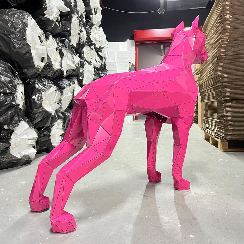 Boxer Dog Metal Sculpture – 3D Geometric Statue, Home & Office Decor ...