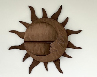 Shelf for Crystal Display, Celestial Shelf, Sun and Moon Shelf Decor ...