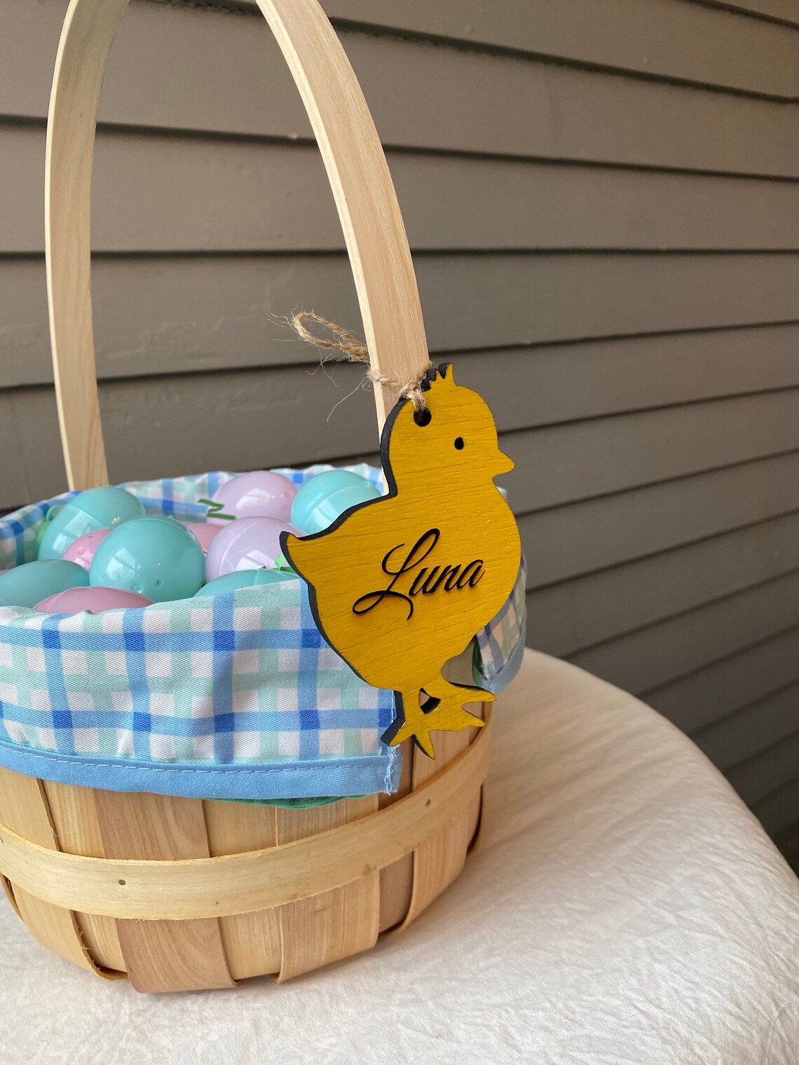 Easter Chick Tag Easter Chick Decor Easter Basket Tags Wood - Etsy