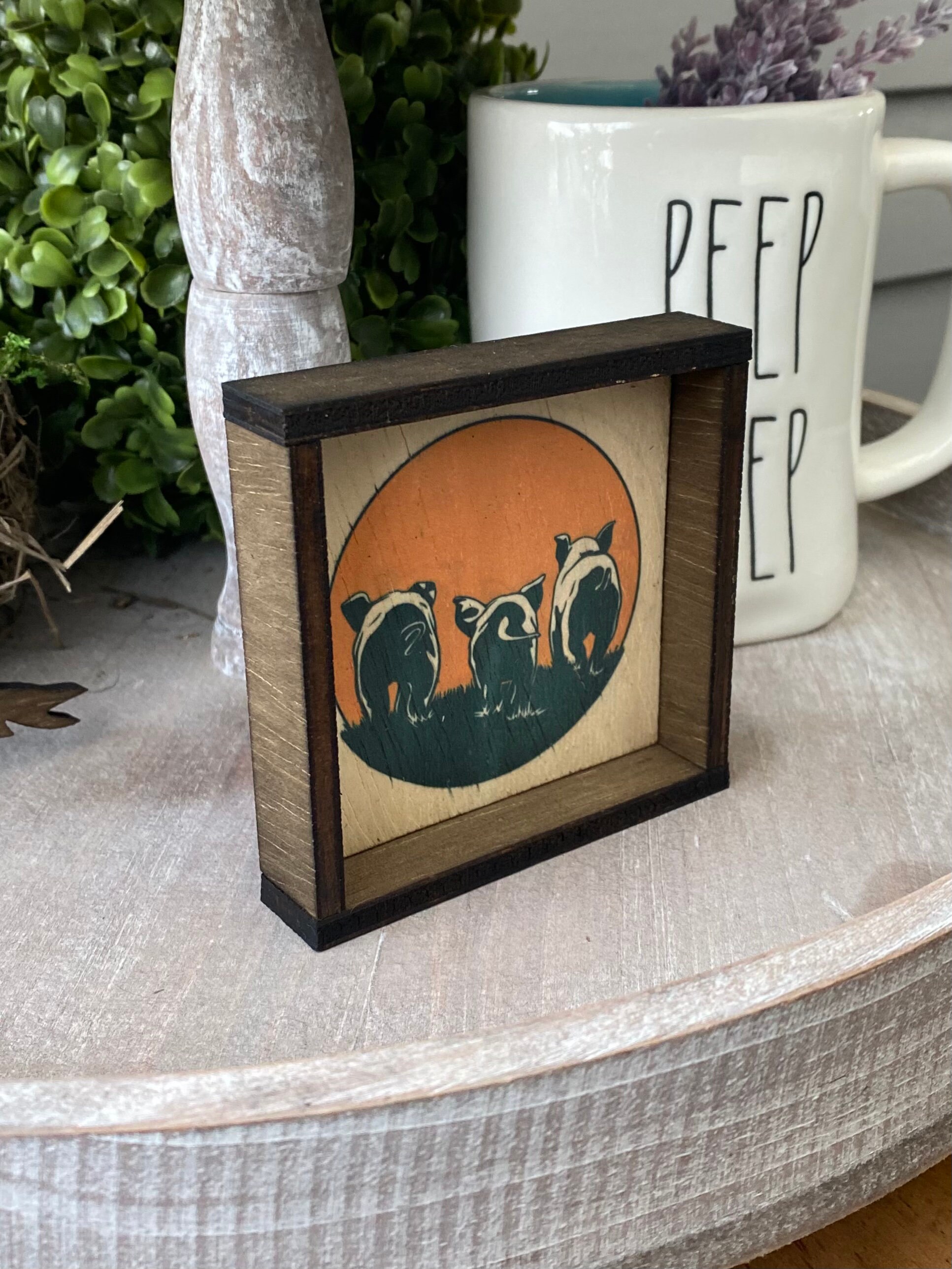 Pig Sign Mini Wood Sign Farm Animal Decor Mini Signs for - Etsy