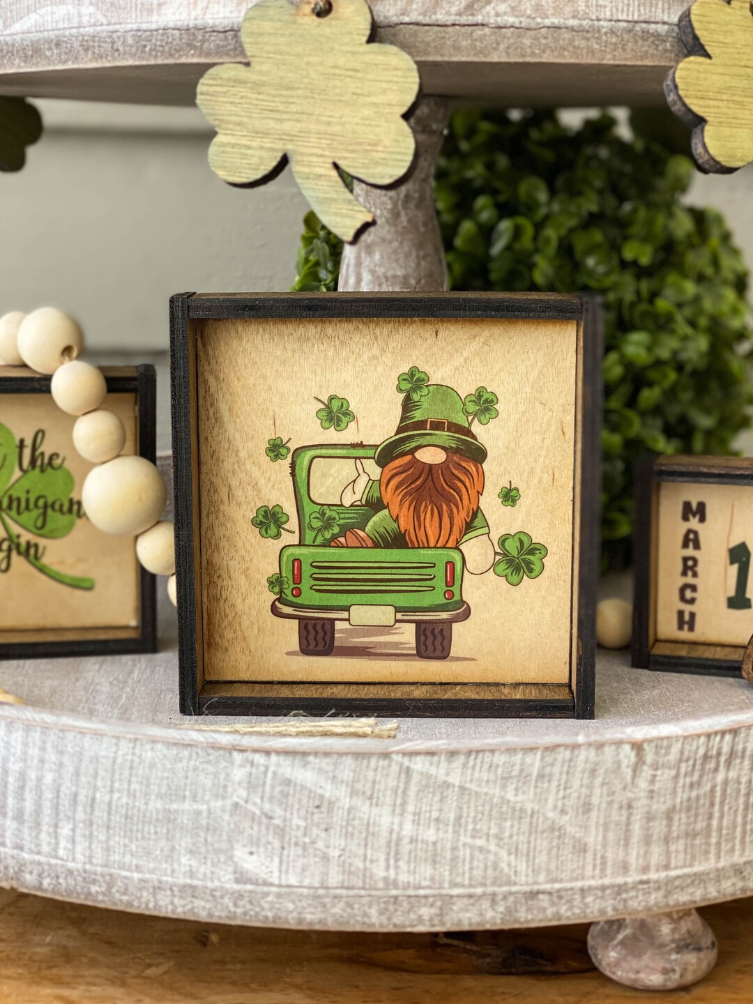 Mini Wood Gnome Sign, St Patricks Day Decor, Tiered Tray Filler, St ...