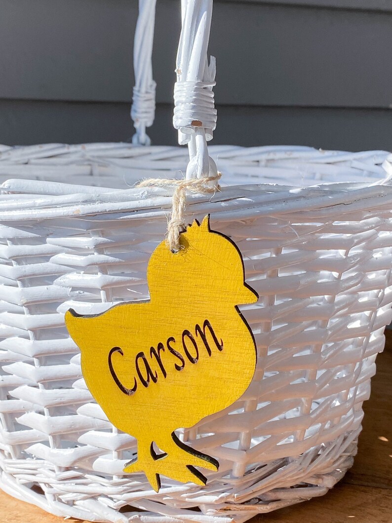 Easter Chick Tag Easter Chick Decor Easter Basket Tags Wood | Etsy