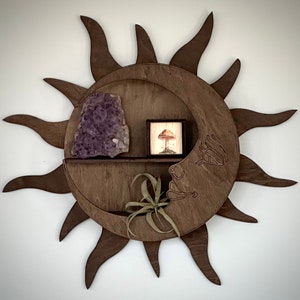 Shelf for Crystal Display, Celestial Shelf, Sun and Moon Shelf Decor ...