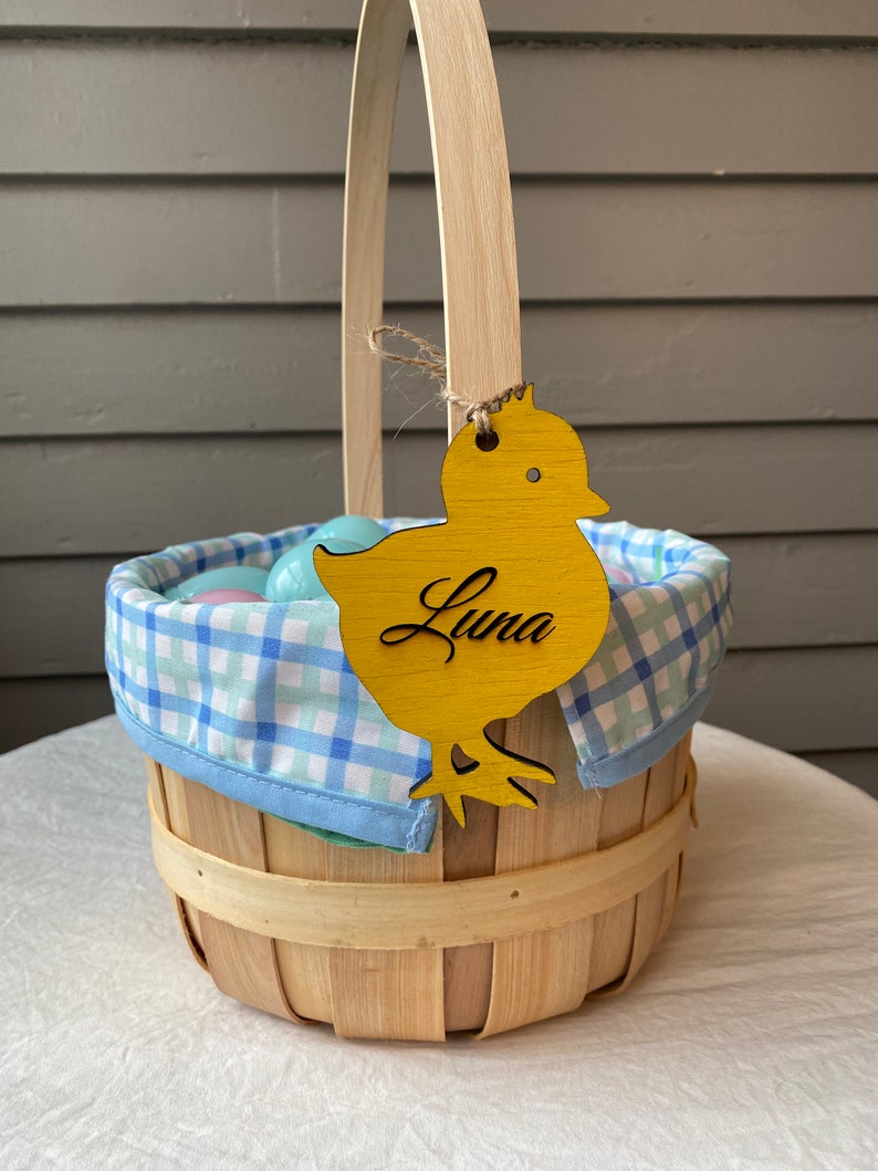 Easter Chick Tag Easter Chick Decor Easter Basket Tags Wood - Etsy
