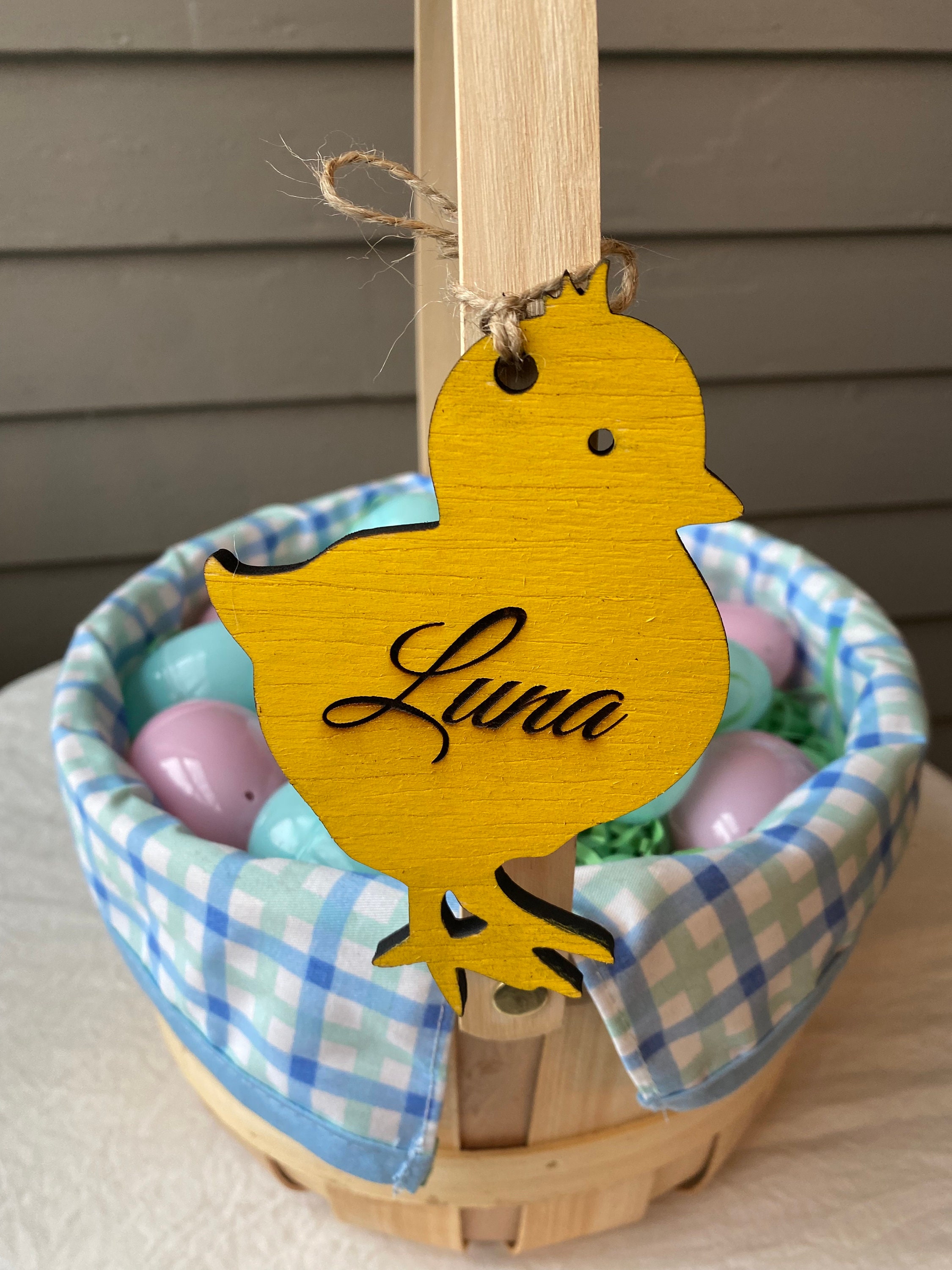 Easter Chick Tag Easter Chick Decor Easter Basket Tags Wood - Etsy
