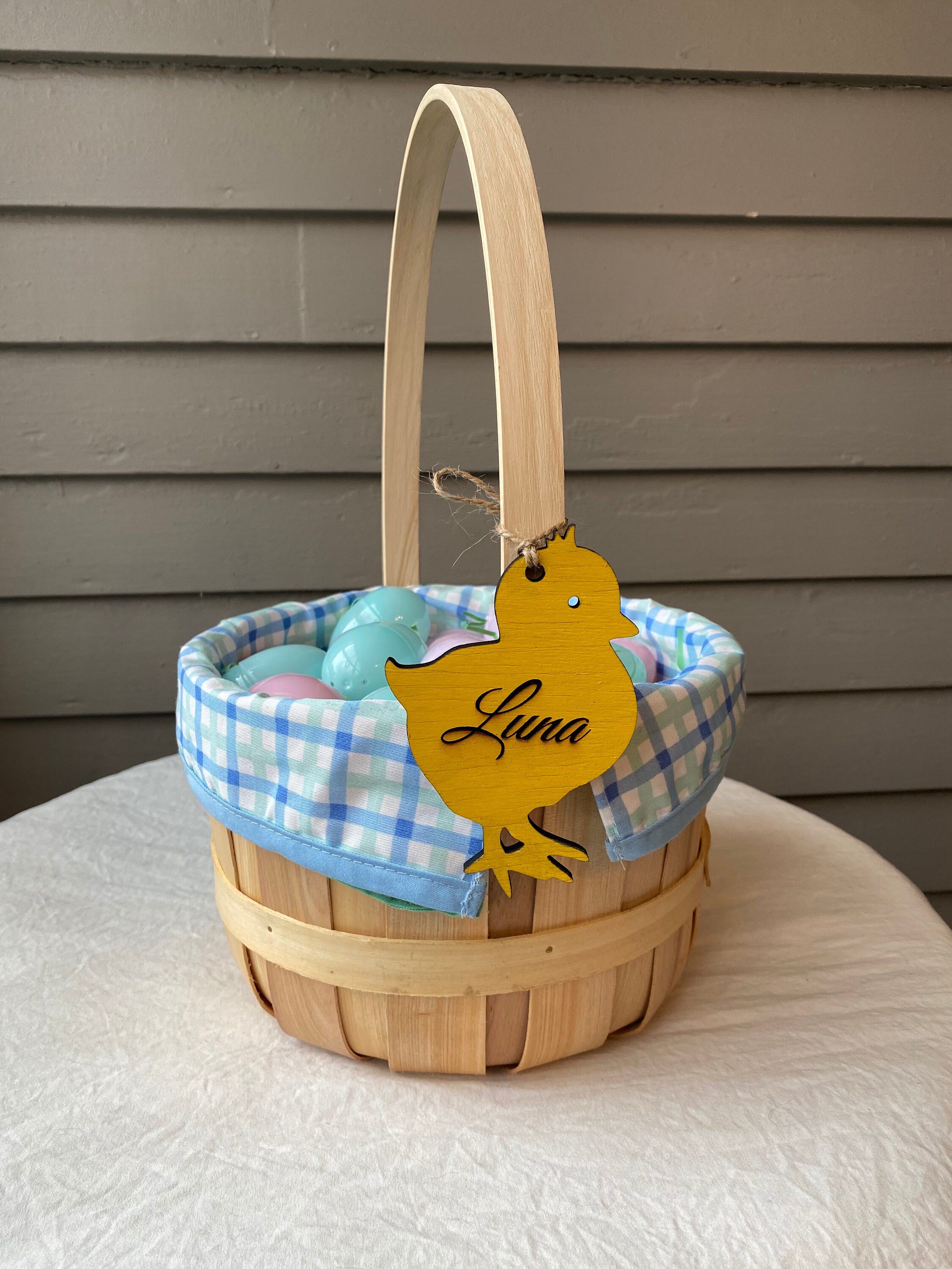 Easter Chick Tag Easter Chick Decor Easter Basket Tags Wood - Etsy