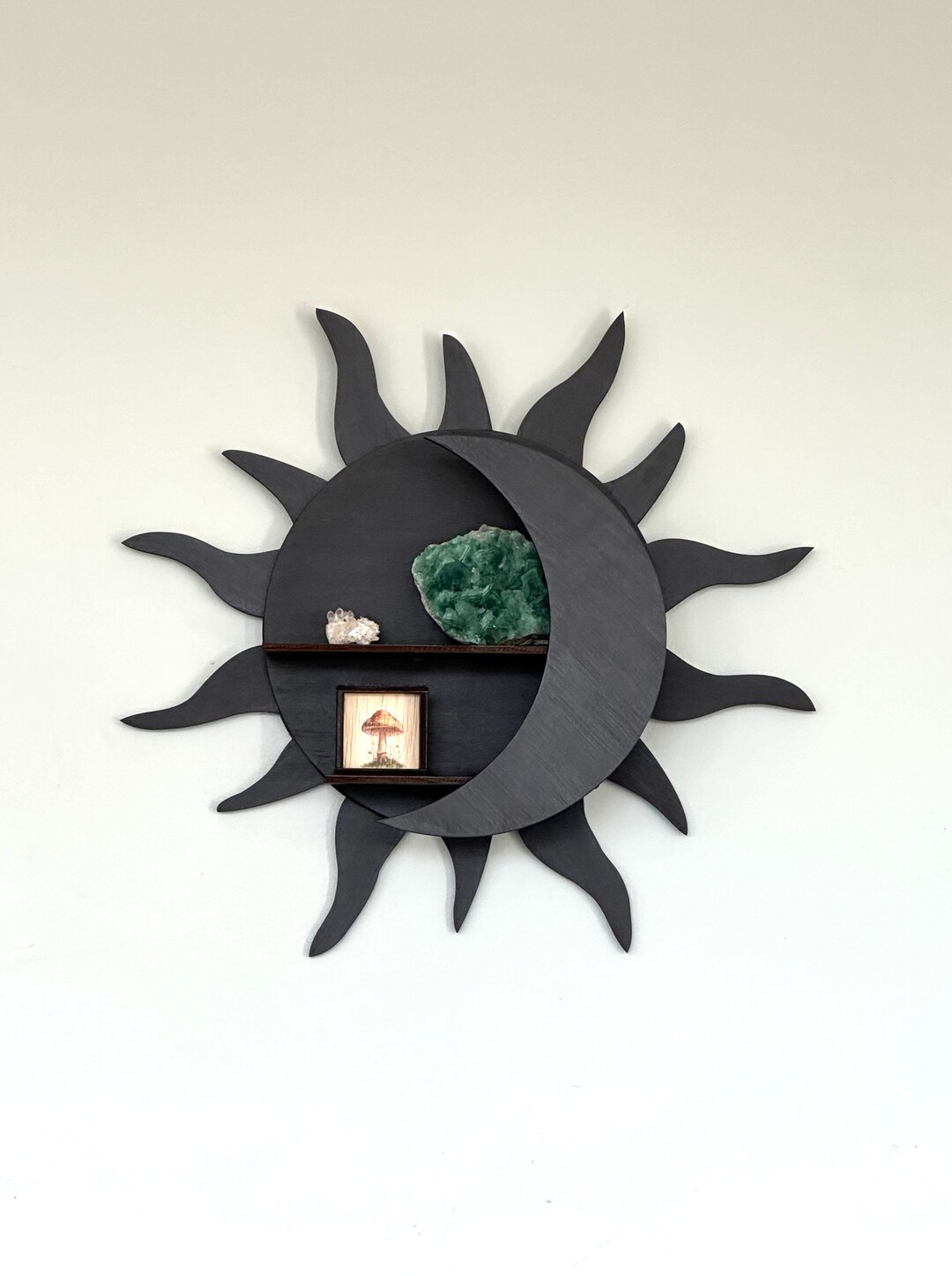 Shelf for Crystal Display, Celestial Shelf, Sun and Moon Shelf Decor ...