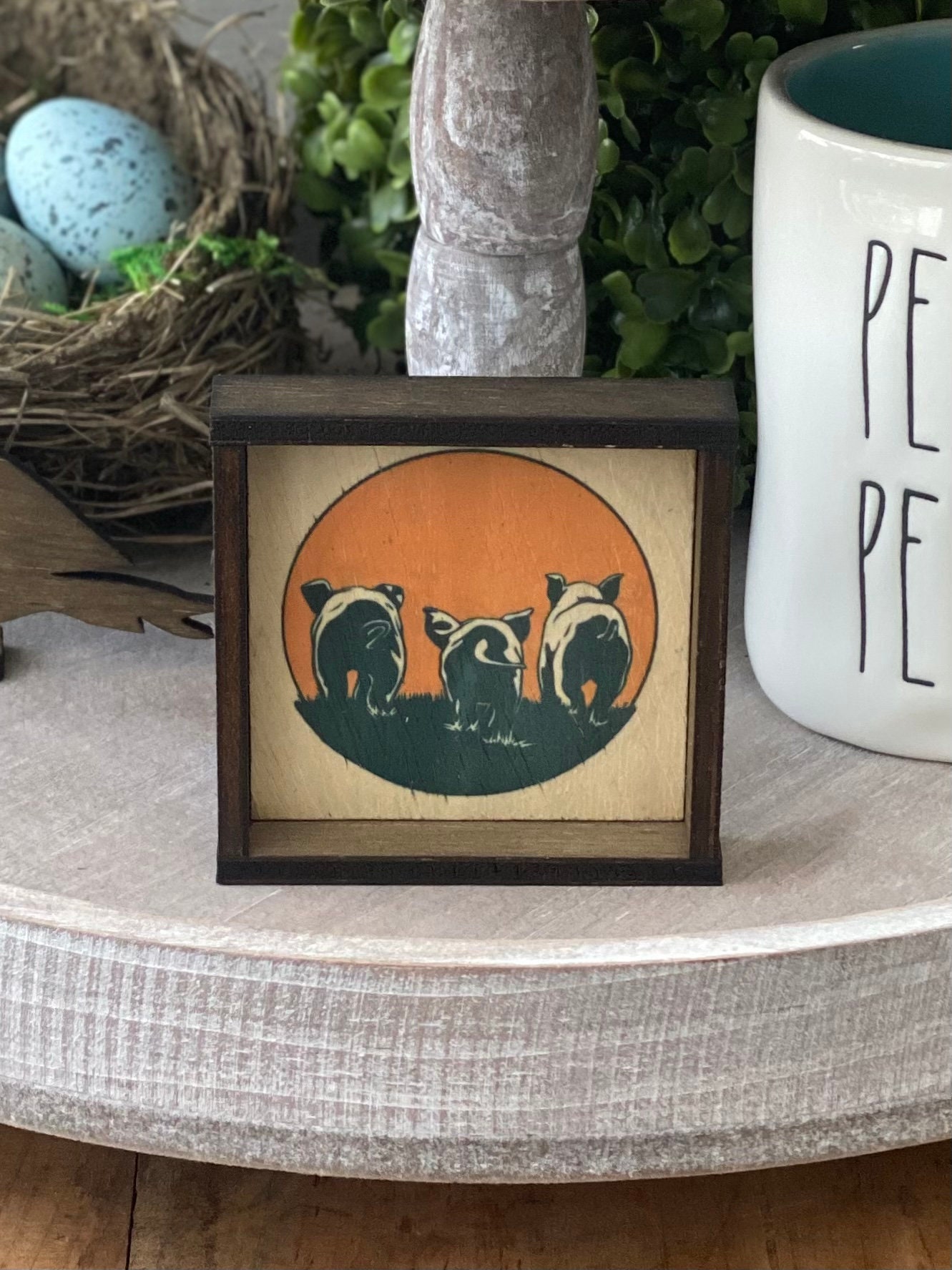 Pig Sign Mini Wood Sign Farm Animal Decor Mini Signs for - Etsy