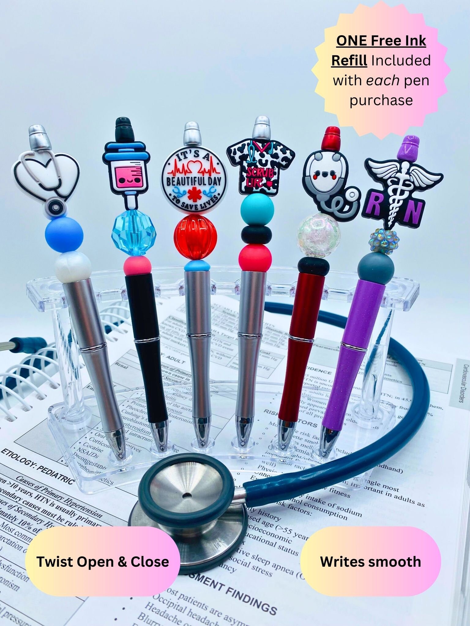 NURSE Beaded Pen Cute Medical Pens Nurse Appreciation Pens Silicone ...