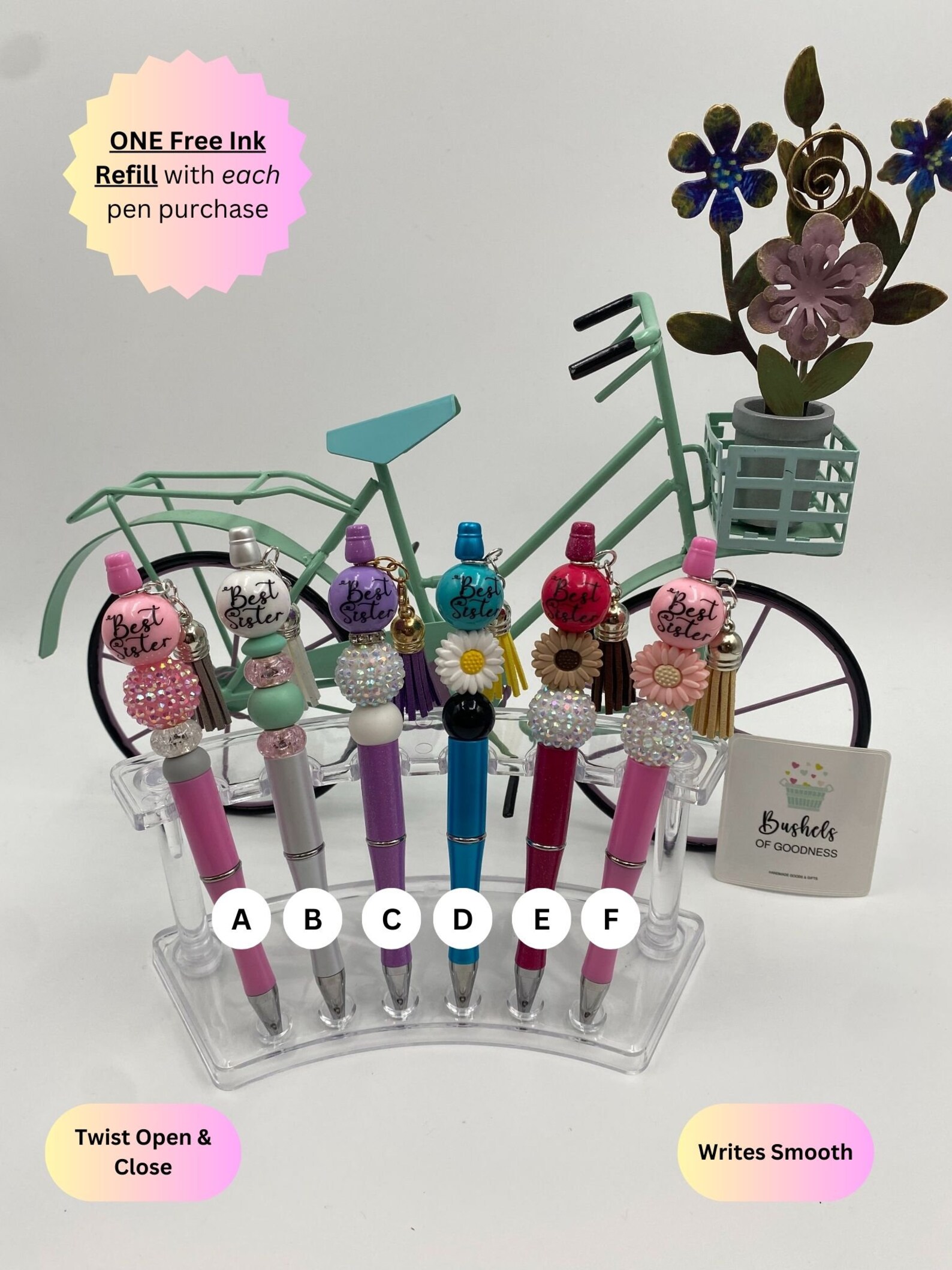 Friendship Besties Best Friend Pens BFFS Cute Chunky Bead Pens Custom ...