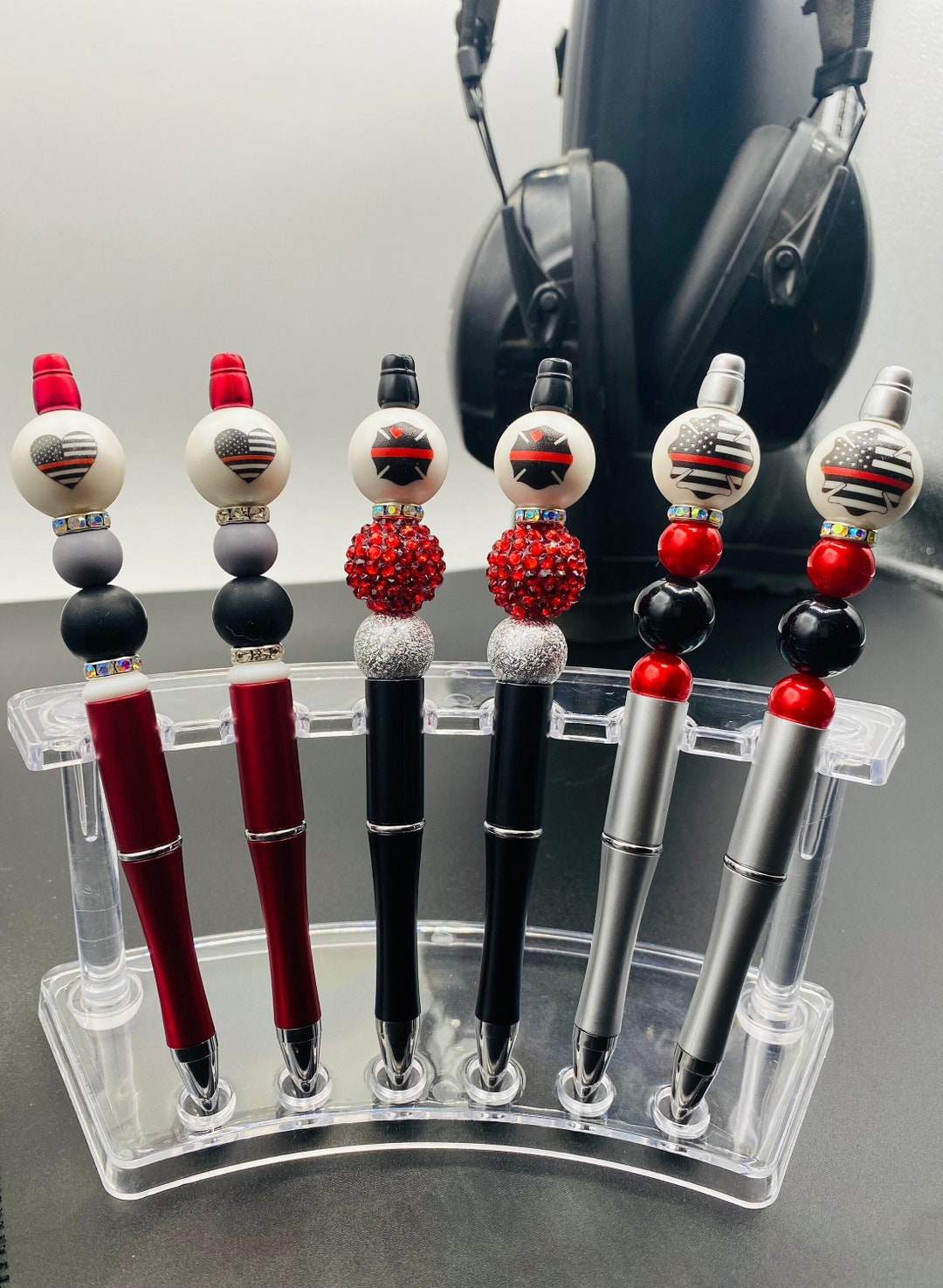 Firefighter Beaded Pens Thin Red Line Firefighter Pen Fire Rescue Fire ...