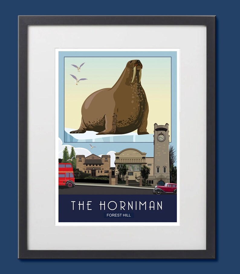 Horniman Museum and Overstuffed Walrus Postcard Poster A4 A3 and A2 Art ...
