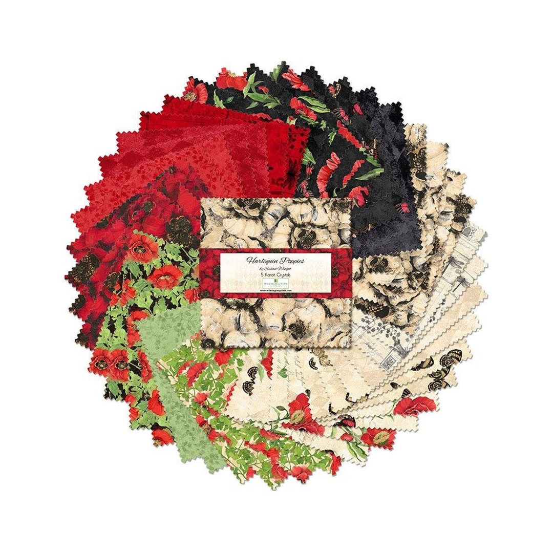 Harlequin Poppies Flowers 5" Charm Squares 5 Karat Crystals by ...