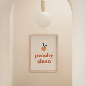 Peachy Clean Print, Peach Wall Art, Peach Bathroom Decor, Just Peachy ...