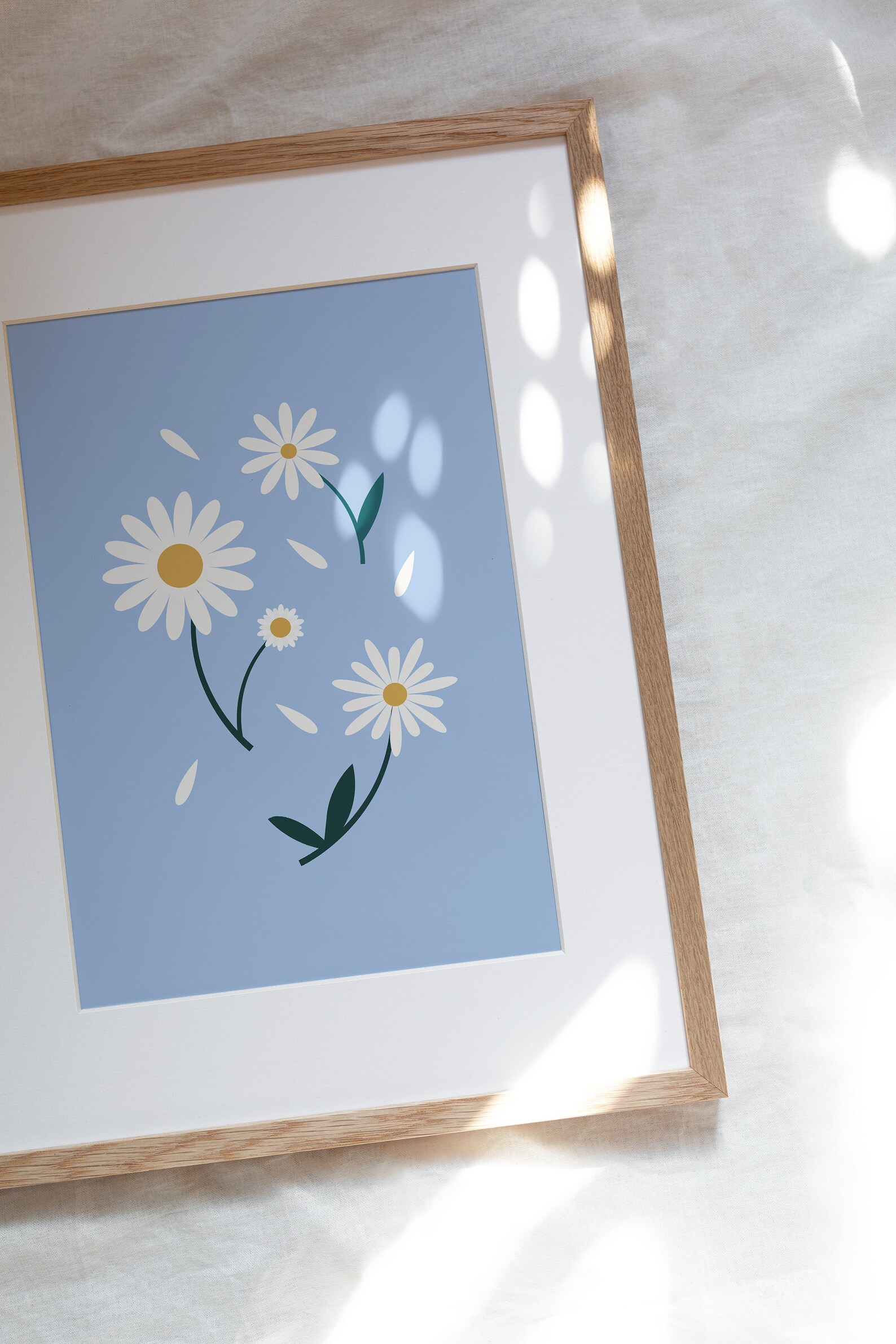 Blue Daisy Print, Blue Wall Art, Flower Print, Flower Power Decor ...