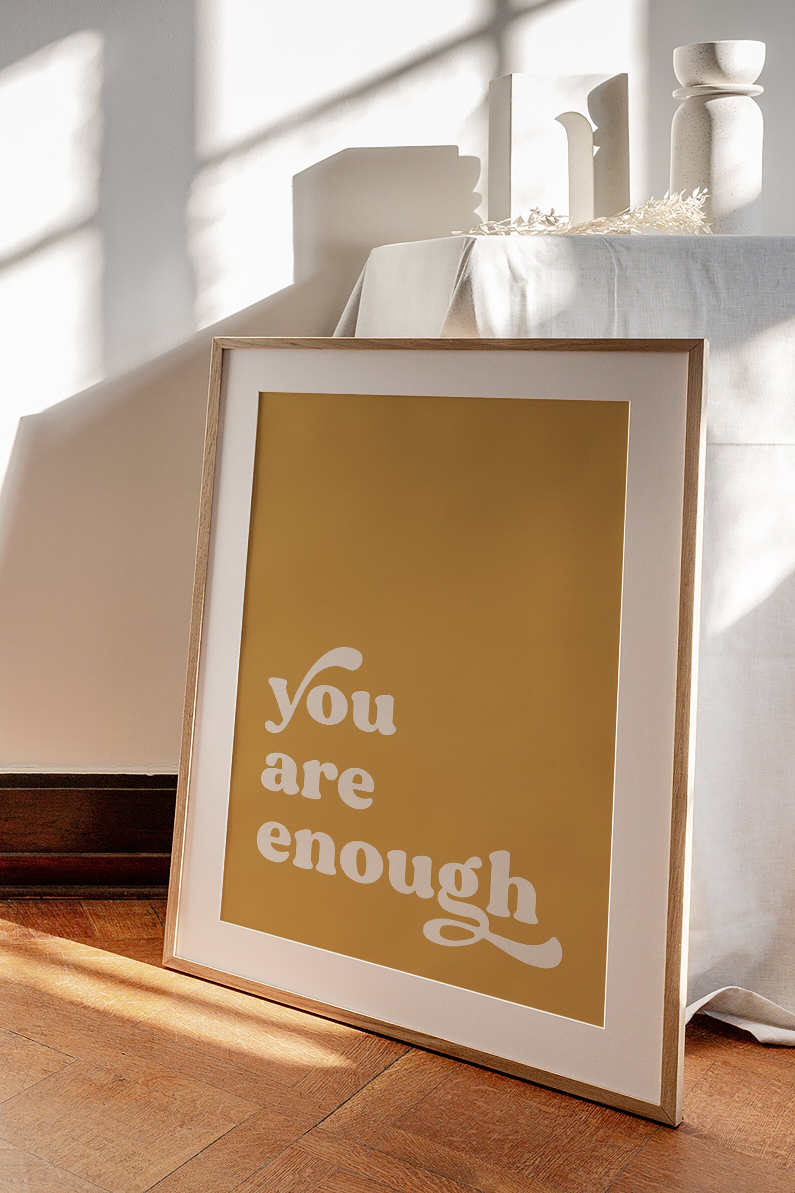 You Are Enough Poster Feminist Poster Mustard Yellow Decor | Etsy