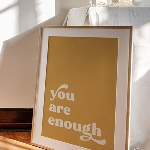 You Are Enough Poster, Feminist Poster, Mustard Yellow Decor, 70s Decor ...