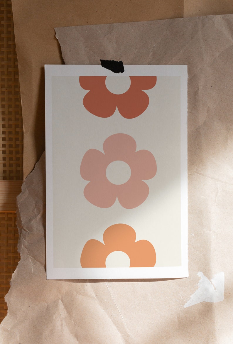 Flower Power Poster Retro Flower Print Abstract Floral Art | Etsy