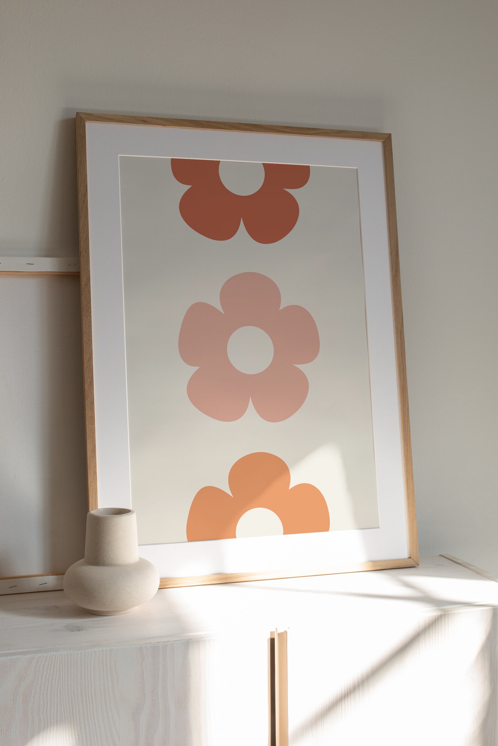 Flower Power Poster Retro Flower Print Abstract Floral Art | Etsy