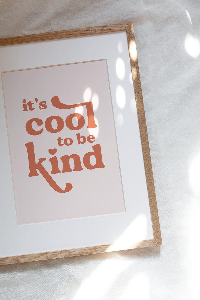 Cool to Be Kind Poster Blush Pink Wall Art Retro Wall Art - Etsy