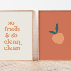 Peach Prints, Peach Bathroom Decor, Bathroom Prints, Peach Nursery ...