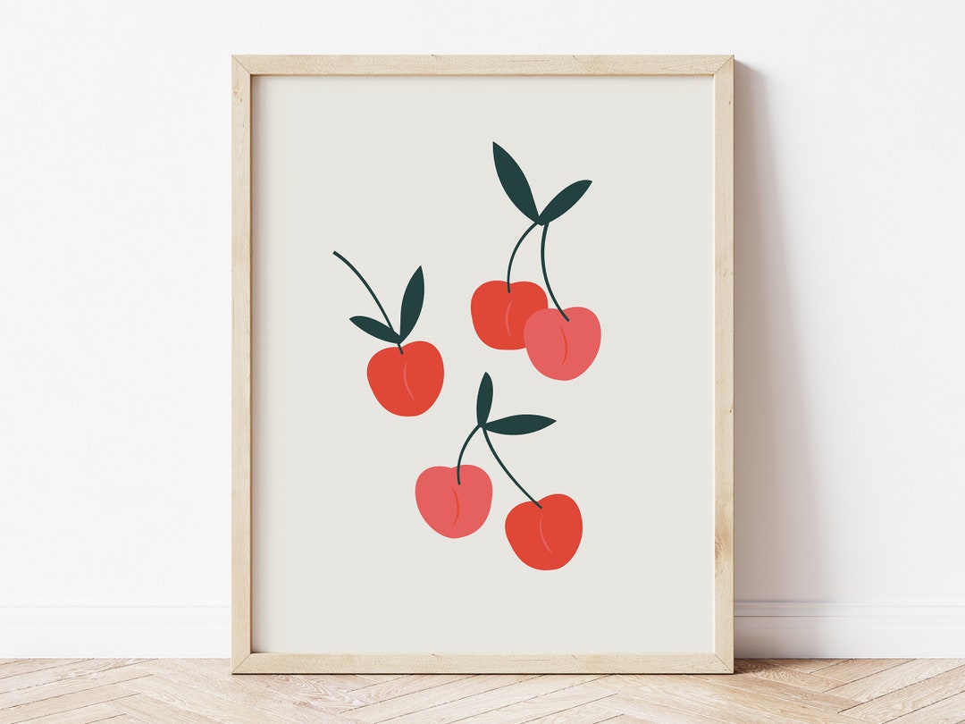Cherry Art, Cherry Kitchen Decor, Cherries Wall Art, Fruit Market Print ...