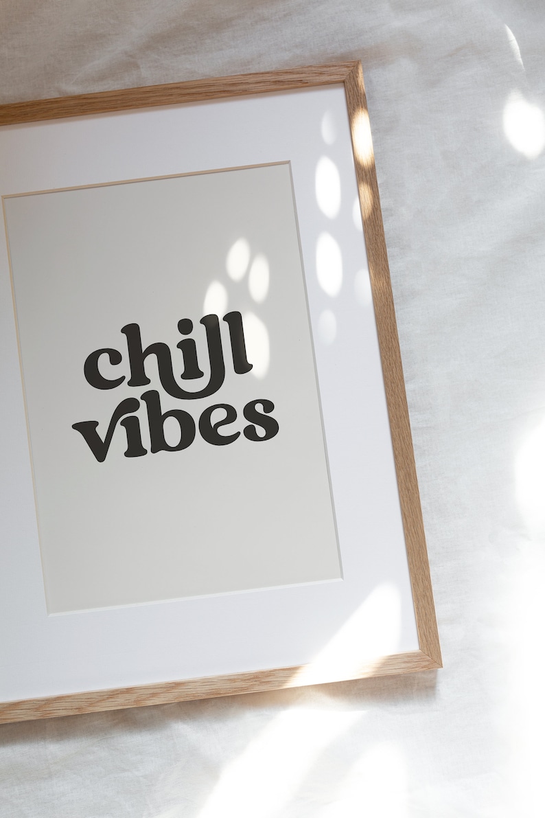 Chill Vibes Aesthetic Room Decor Wall Art Quotes Black and - Etsy