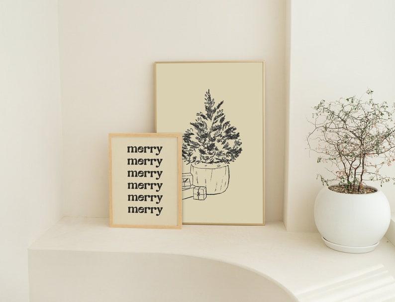 Boho Christmas Decor, Neutral Christmas Decor, Vintage Christmas Prints ...