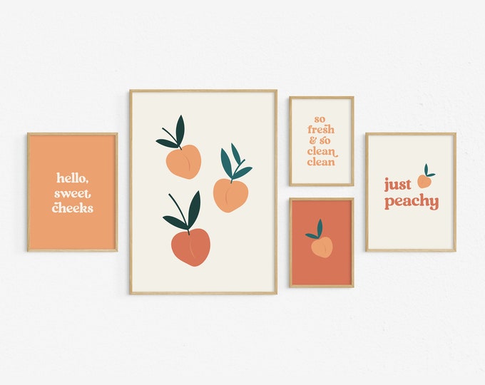 Peach Prints, Peach Bathroom Decor, Bathroom Prints, Peach Nursery ...