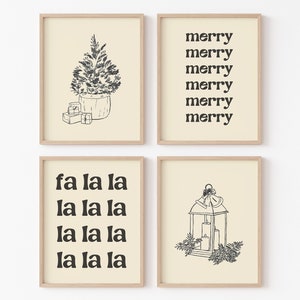 Boho Christmas Decor, Neutral Christmas Decor, Vintage Christmas Prints ...