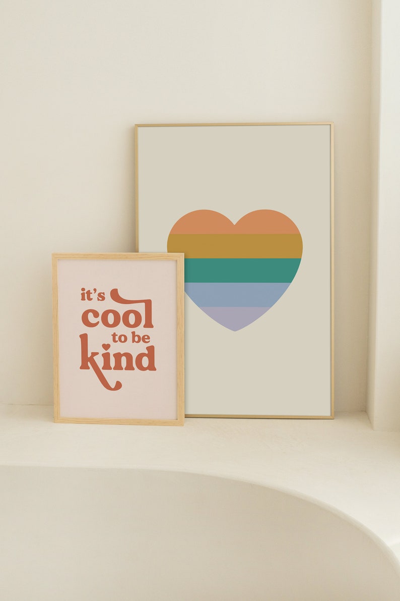 Cool to Be Kind Poster Blush Pink Wall Art Retro Wall Art - Etsy