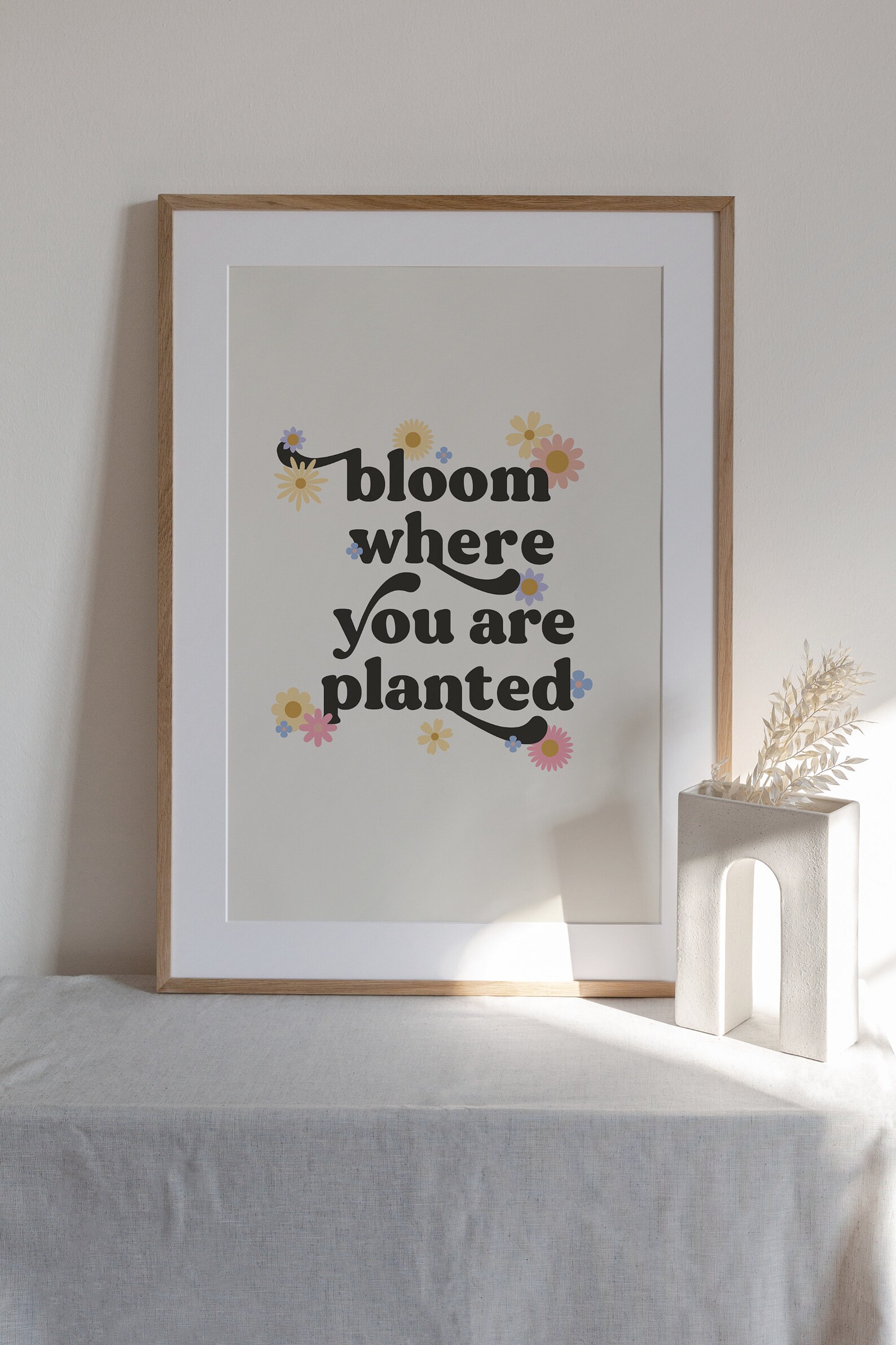 Bloom Where You Are Planted, Retro Flower Print, Self Care Print ...
