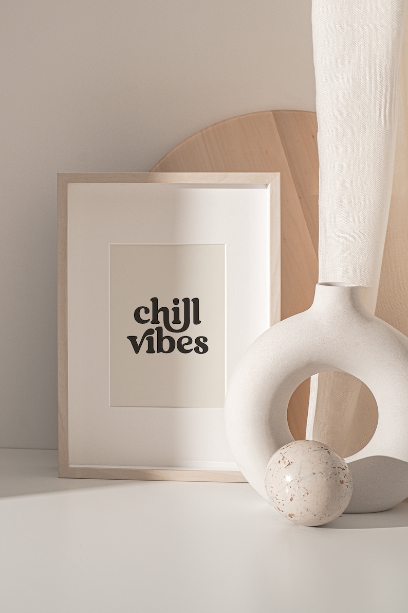 Chill Vibes Aesthetic Room Decor Wall Art Quotes Black and - Etsy