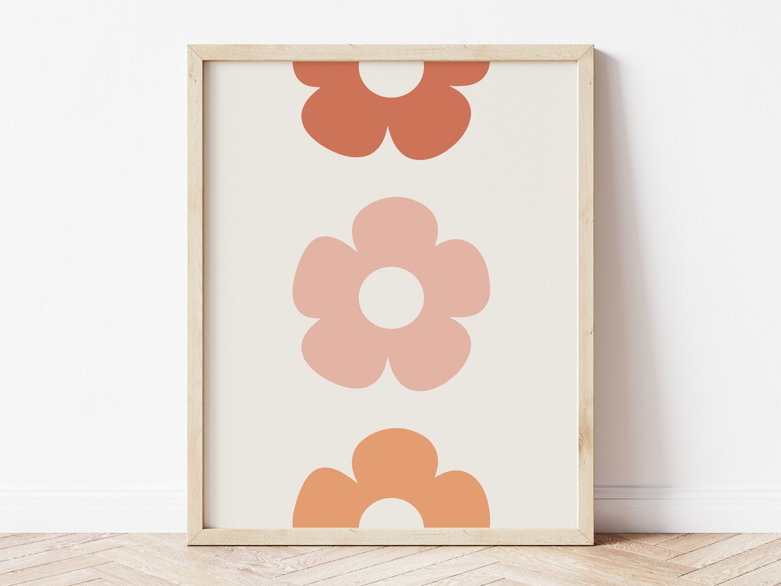 Flower Power Poster Retro Flower Print Abstract Floral Art | Etsy