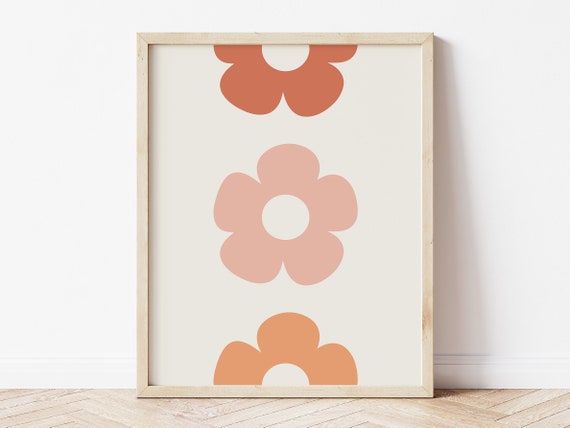 Flower Power Poster Retro Flower Print Abstract Floral Art | Etsy