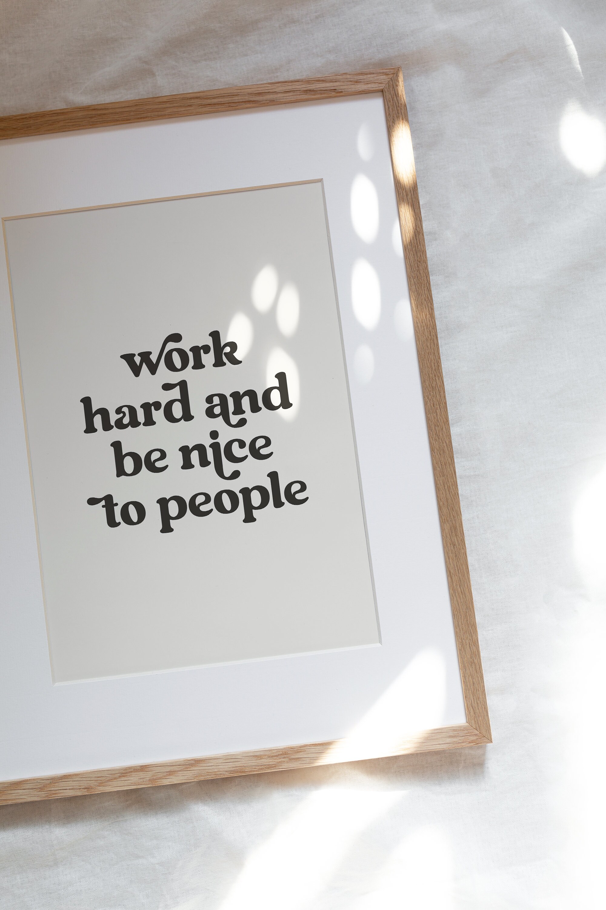 Work Hard and Be Nice to People, Typography Print, Work Hard Poster ...