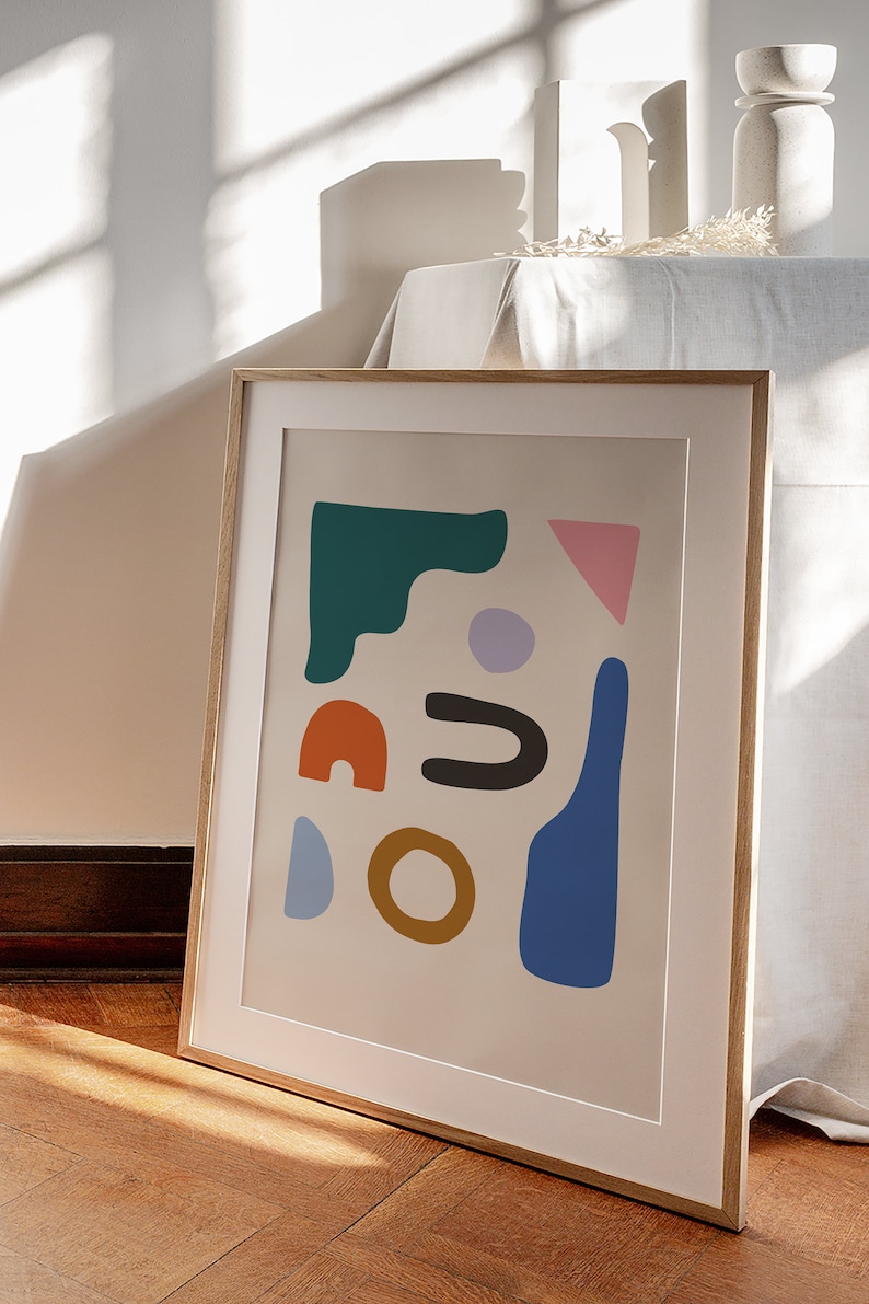 Colorful Abstract Wall Art, Abstract Shape Art, Aesthetic Posters ...