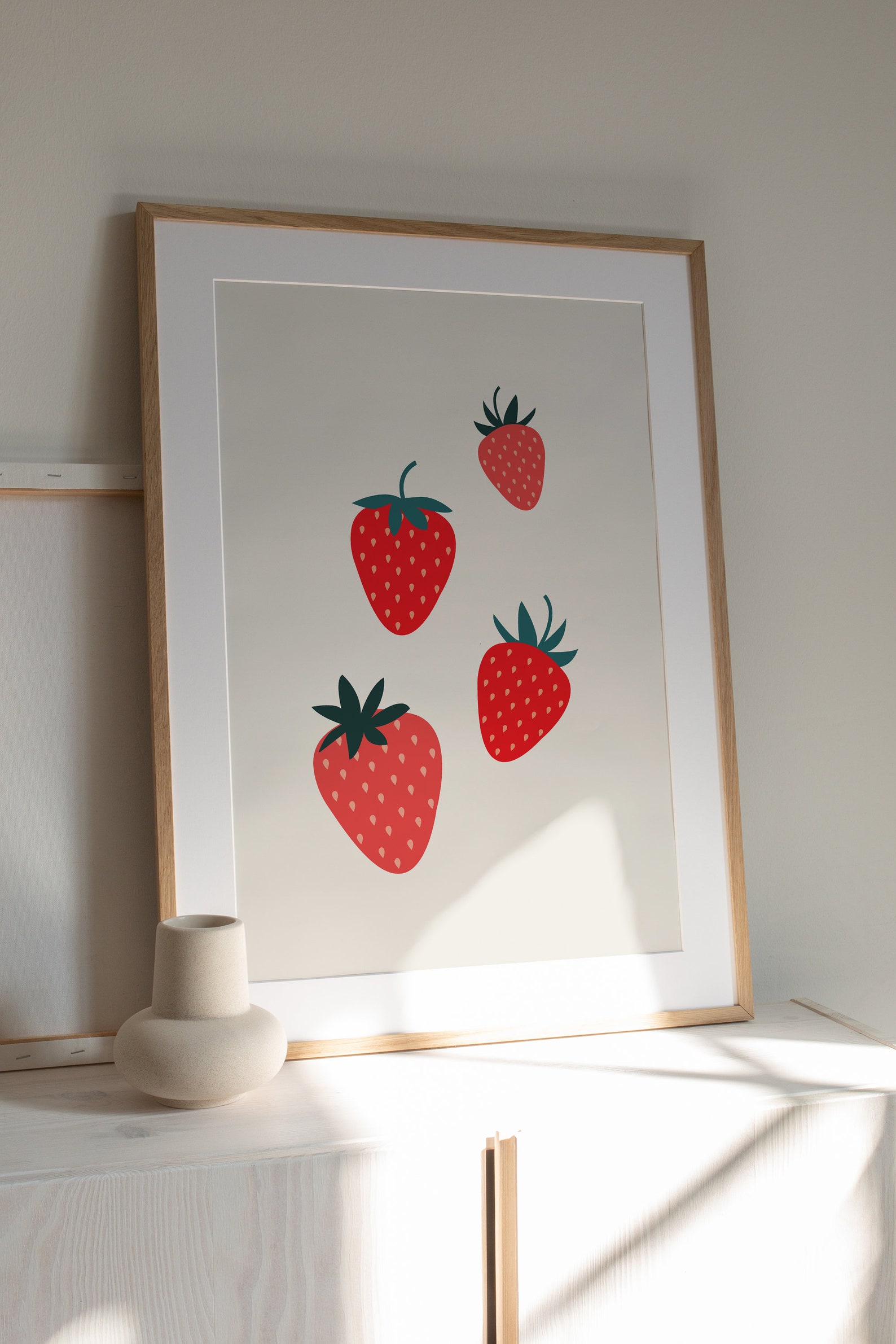 Strawberry Art, Fruit Print, Strawberries Print, Retro Fruit Poster ...