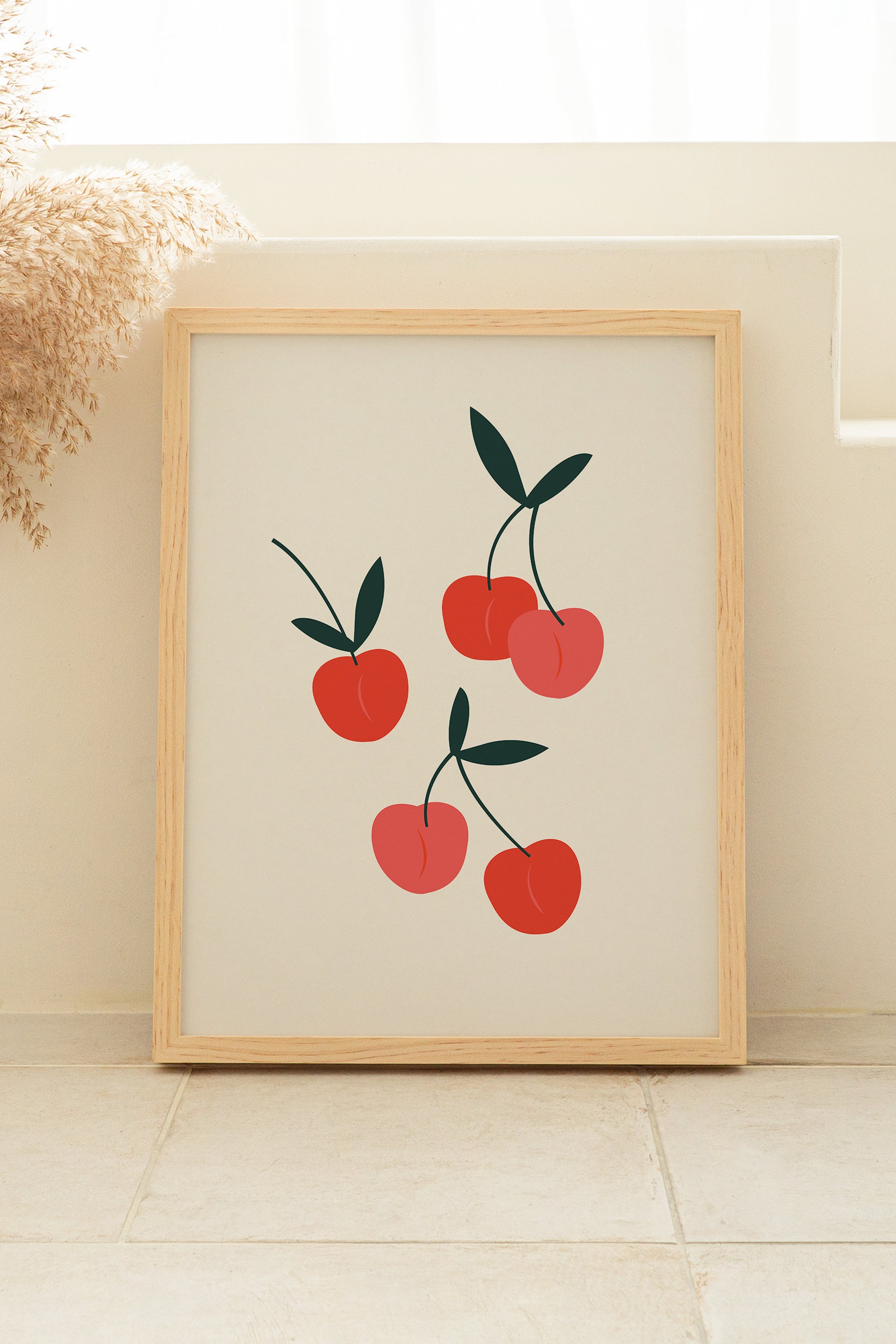 Cherry Art Cherry Kitchen Decor Cherries Wall Art Fruit | Etsy